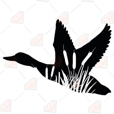 Flying Mallard Duck and Reeds SVG | PremiumSVG