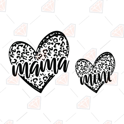 Mama Mini Leopard Heart SVG, PNG, Instant Download | PremiumSVG