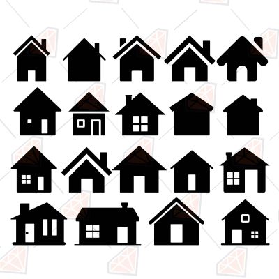 Simple Houses SVG Bundle, Basic House Clipart Files | PremiumSVG