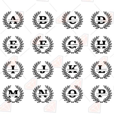 Wreath Monogram Svg Cut Files | PremiumSVG