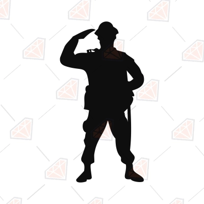 Saluting Soldier Silhouette SVG, Army Salute SVG | PremiumSVG