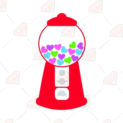 Valentines Day Gumball Machine SVG File, Hearts | PremiumSVG