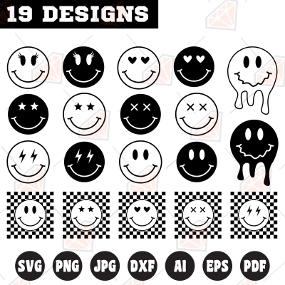 Retro Smiley Face SVG, Smiling Face SVG Bundle | PremiumSVG