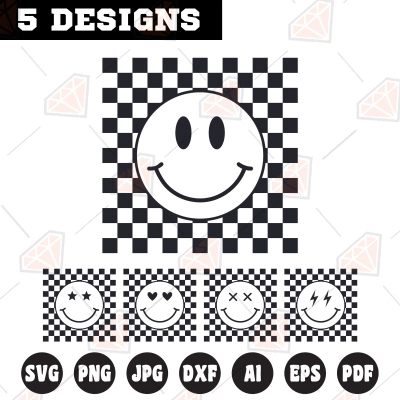 Checkered Smiley Face SVG, Smiley Faces SVG | PremiumSVG