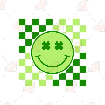 St Patricks Smiley Face SVG, Checkered Smiley SVG for St Patty | PremiumSVG