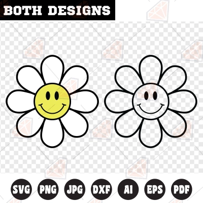 Smiley Face Flower SVG, Daisy Smiley Face SVG Cut File | PremiumSVG