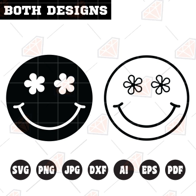 Smiley Face Flower SVG Cut File, PNG, Cricut | PremiumSVG