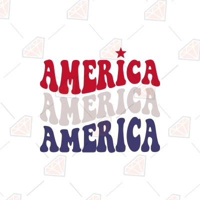 Retro America SVG with Wavy Text, 4th of July SVG | PremiumSVG