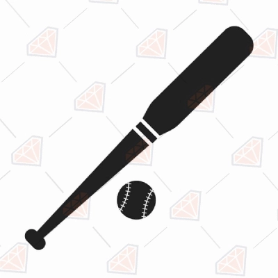 Baseball Bat and Ball SVG Cut File, Bat and Ball Clipart | PremiumSVG