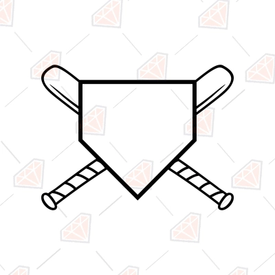 Home Plate with Bats SVG, Home Plate SVG Files | PremiumSVG