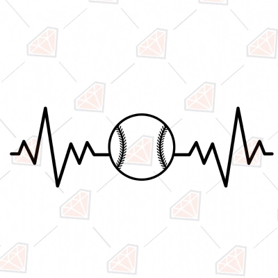 Baseball Heartbeat SVG Clipart, Instant Download | PremiumSVG