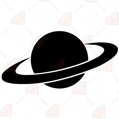 Basic Black Saturn Planet SVG Cut and Clipart File | PremiumSVG