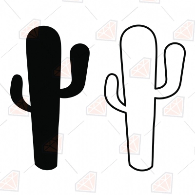 Basic Cactus with Outline SVG, Cactus SVG Bundle | PremiumSVG