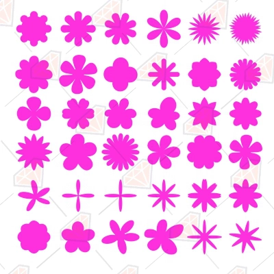 Basic Flower Bundle SVG Cut File, Flowers SVG Bundle | PremiumSVG