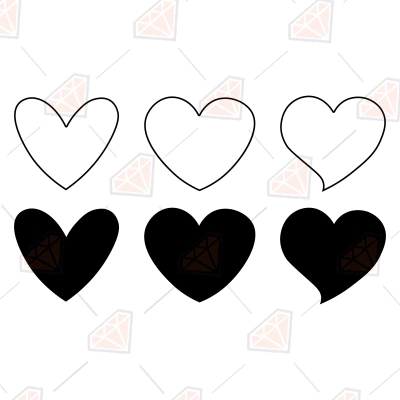 Basic Heart SVG Bundle, Heart Outline PNG, JPEG Files | PremiumSVG