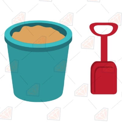 Beach Bucket With Sand SVG, Shovel Clipart Files Digital Download ...