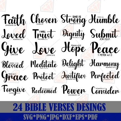 Bible Verses SVG Designs Bundle, Christian Inspirational Saying SVG ...