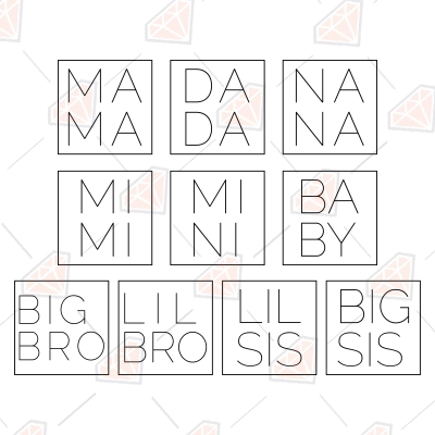 BIG Family Name in Square SVG BUNDLE, Family Name SVG | PremiumSVG