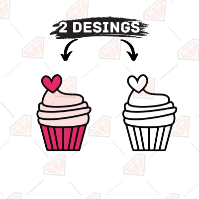 Birthday Cupcake SVG with Heart | PremiumSVG