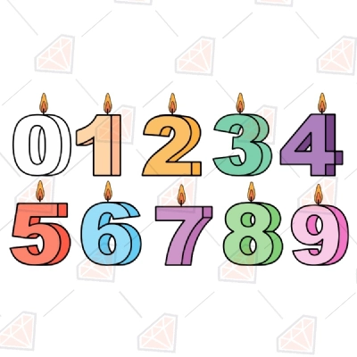 Birthday Numbers SVG Cut Files, Numerial Clipart Vector Files | PremiumSVG