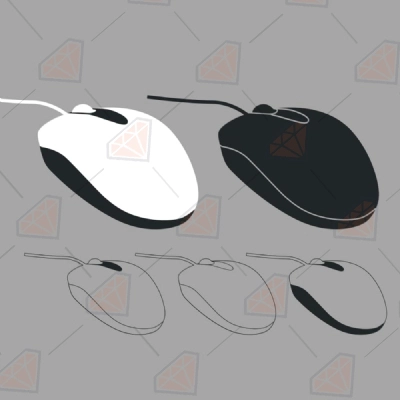 Black and White Computer Mouse SVG Bundle Clipart | PremiumSVG