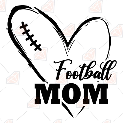 Black Distressed Football Heart Mom SVG | PremiumSVG