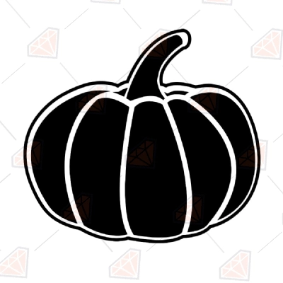 Black Pumpkin with Outline SVG, Basic Halloween Pumpkin Clipart ...