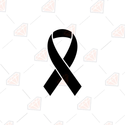 Black Ribbon SVG Clipart Files, Ribbon Cancer Awareness SVG Instant ...
