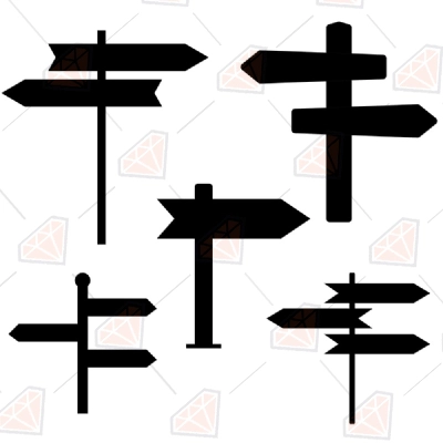 Black Wood Road Signs SVG Bundle, Street Sign Cut File | PremiumSVG