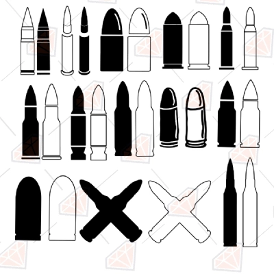 Bullet SVG Bundle, Weapon Bullet Clipart Cut Files | PremiumSVG