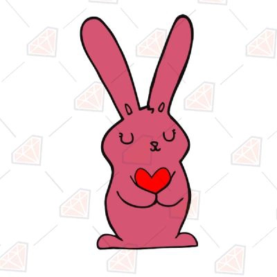 Bunny with Heart SVG Cut Files | PremiumSVG
