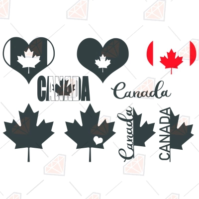 Heart Canada Flags and Maple Leaf SVG Bundle | PremiumSVG