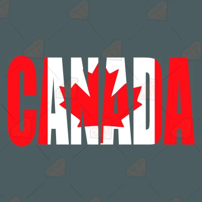Canada Text Covered with Flag SVG, Maple Leaf SVG Instant Download ...
