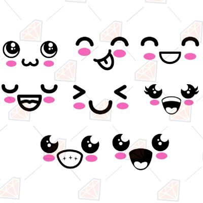 Cute Kawaii Faces SVG, Kawaii SVG Images | PremiumSVG