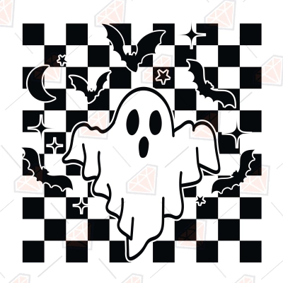 Checkered Ghost SVG File, Checkered Halloween SVG | PremiumSVG