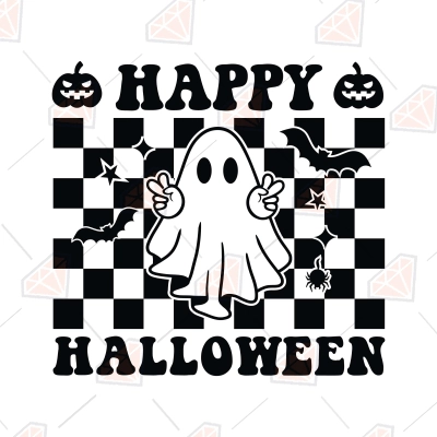 Checkered Happy Halloween SVG, Instant Download | PremiumSVG