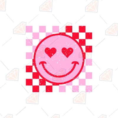 Checkered Smiley Face PNG, Retro Grunge Valentine's Day PNG | PremiumSVG
