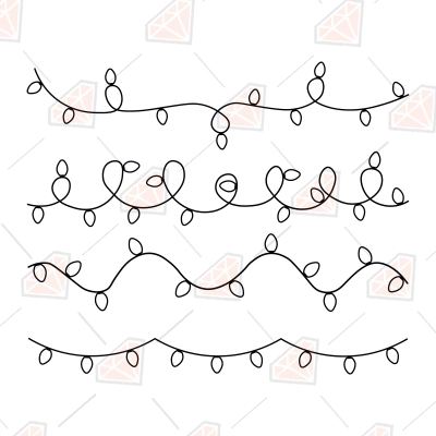 Christmas Bulbs Outline SVG Bundle, Christmas Lights Clipart SVG Vector ...