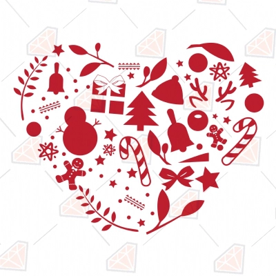 Christmas Heart SVG Cut File | PremiumSVG