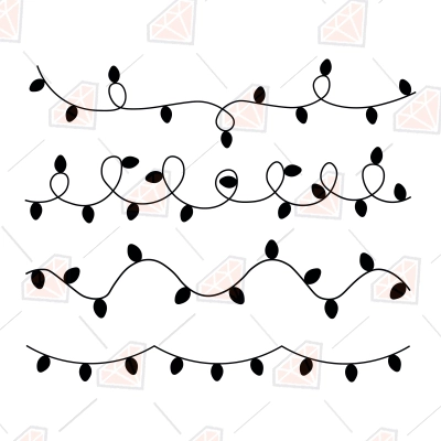 String Of Christmas Lights Clipart Black And White