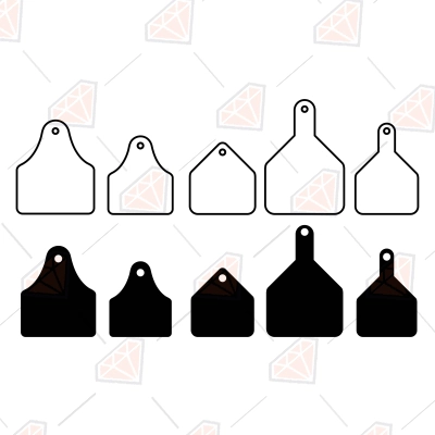 Cow Tag Outline SVG, Ear Tags Bundle Vector | PremiumSVG