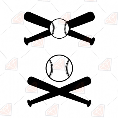 Crossed Baseball Bats SVG, Instant Download | PremiumSVG
