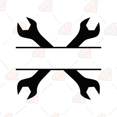Crossed Wrench Monogram SVG, Clipart cut file | PremiumSVG