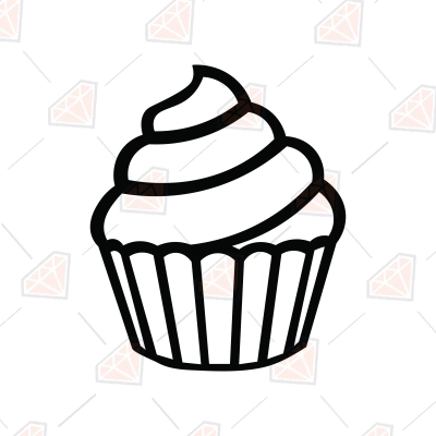 Cupcake Outline SVG, Birthday Cupcake SVG | PremiumSVG