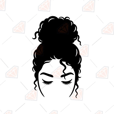 Curly Hair Messy Bun SVG | PremiumSVG