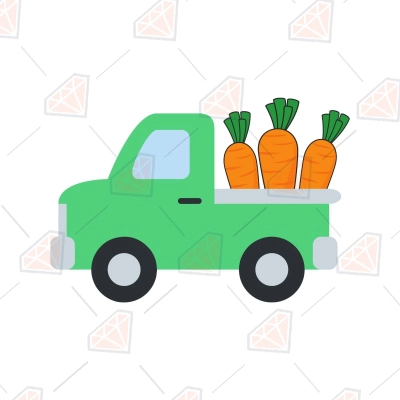 Cute Easter Truck Carry Carrots SVG, Easter Truck SVG Cut File | PremiumSVG
