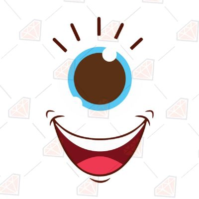 Cute Monster Face SVG, Monster Eye SVG with Smile | PremiumSVG