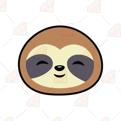 Cute Sloth Face SVG, Layered Sloth Face Clipart | PremiumSVG