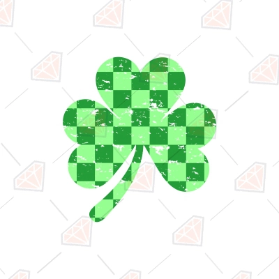 Distressed Chekered Shamrock SVG, Clover Leaf SVG Cut Files | PremiumSVG