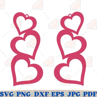 Earring Hearts SVG, Valentine's Day Earring SVG Cut File | PremiumSVG